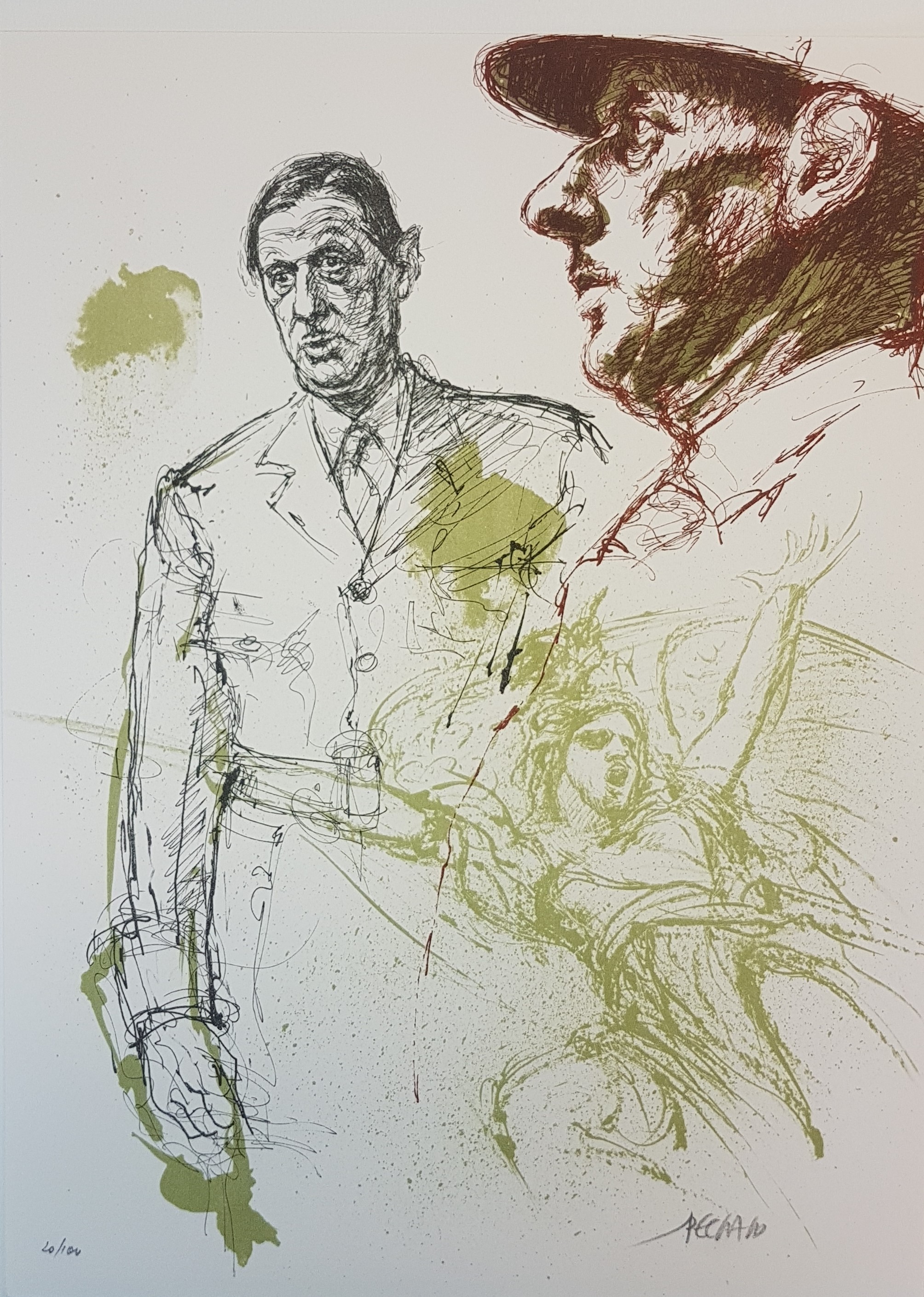Jacques PECNARD - Charles de Gaulle, 1985 - Lithographie originale ...