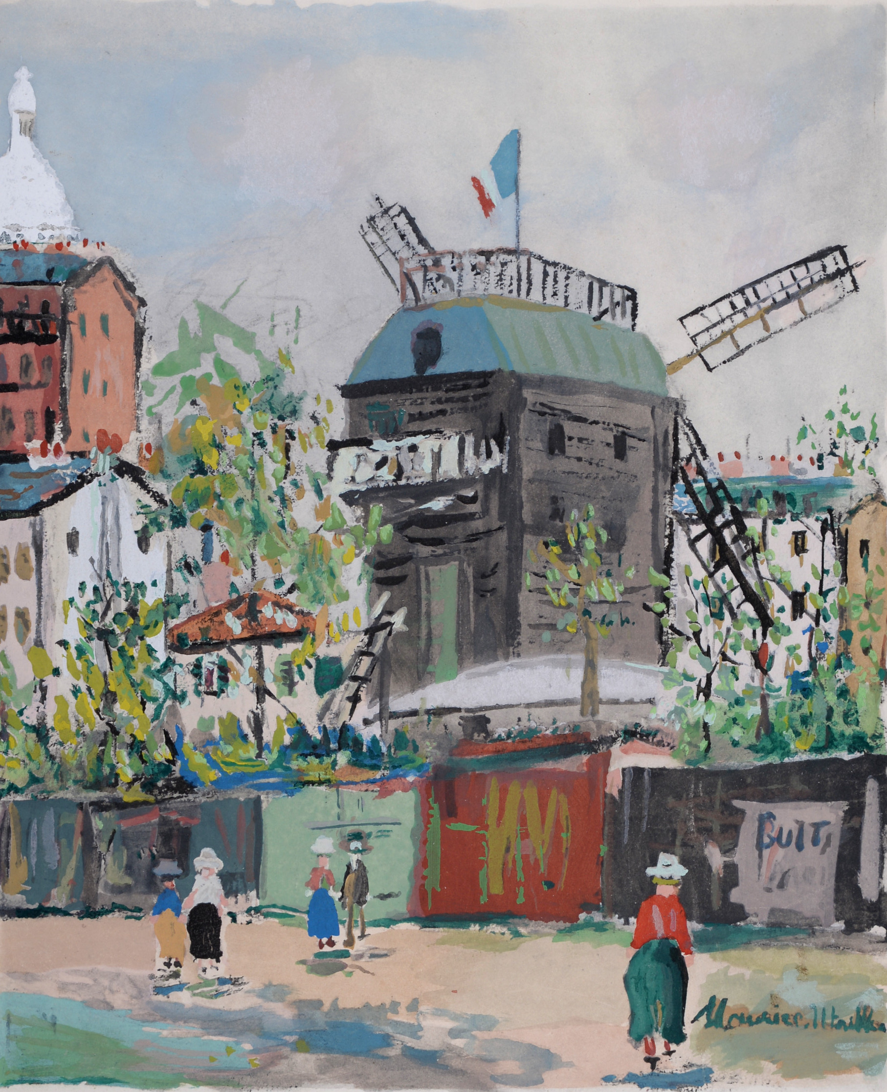 Maurice UTRILLO - Le Moulin de la Galette, 1950 - Pochoir ("procédé ...