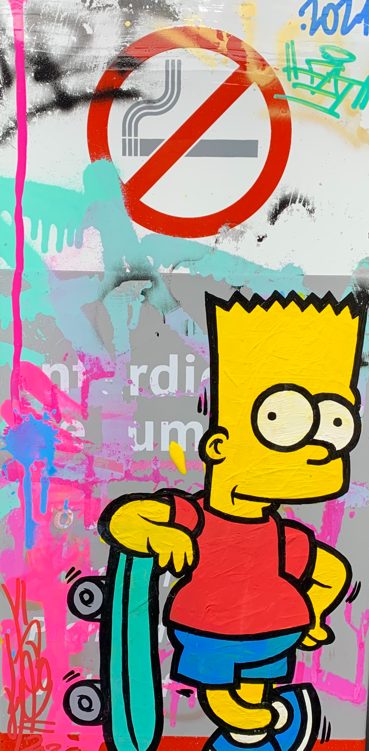 Fat - Métro Skate Bart, 2021 - Technique mixte sur plaque de métro ...