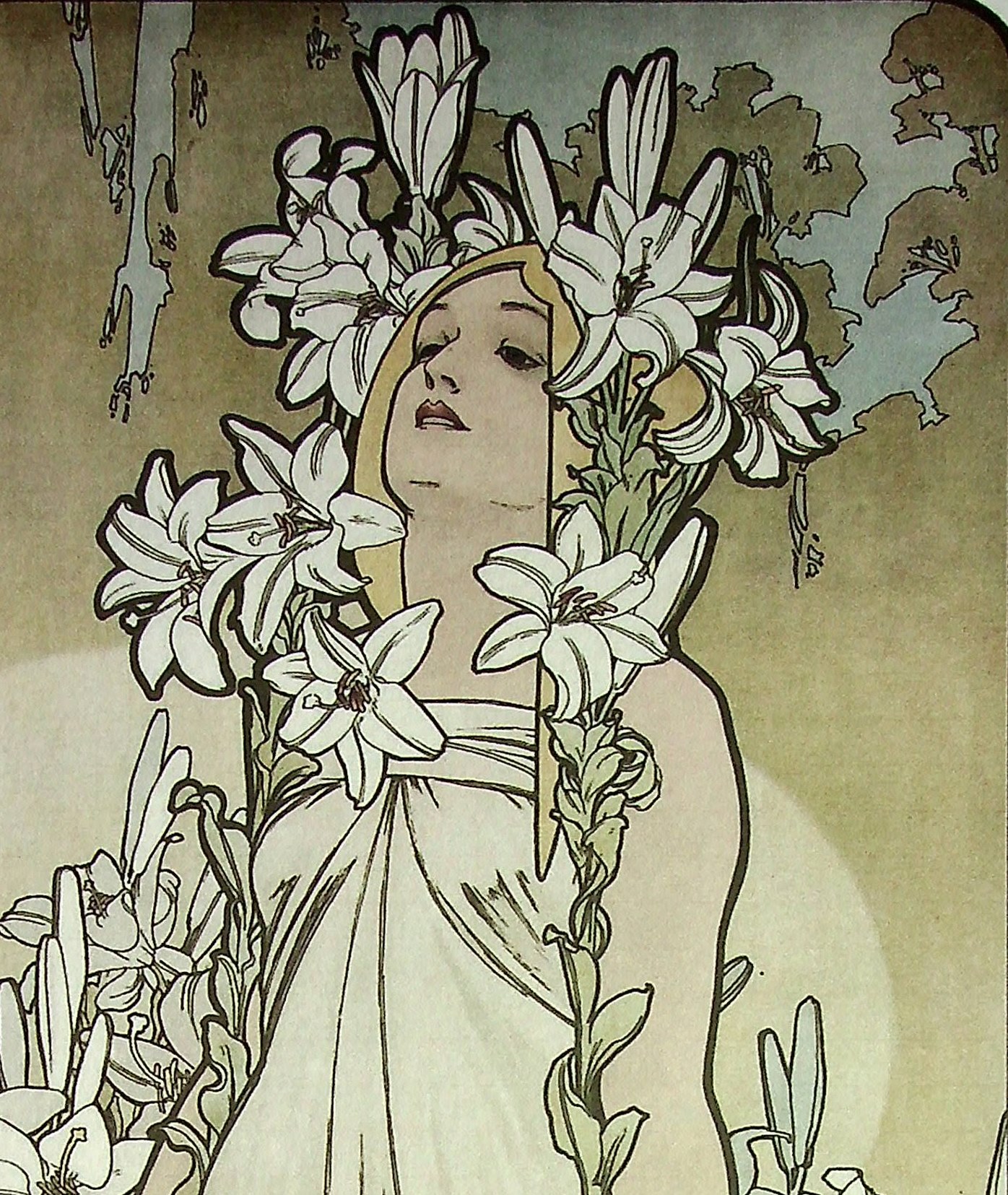 Alphonse MUCHA (D'après) - Les fleurs : Le Lys - Photolithographie en ...