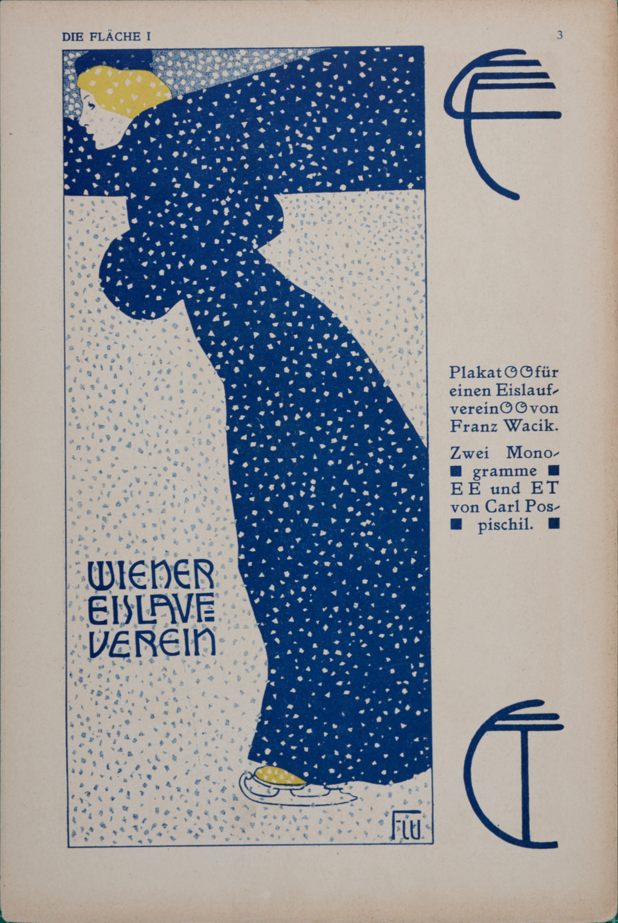 Franz WACIK - Wiener Eislave Verein, ch. 1902 - Affiche lithographique ...