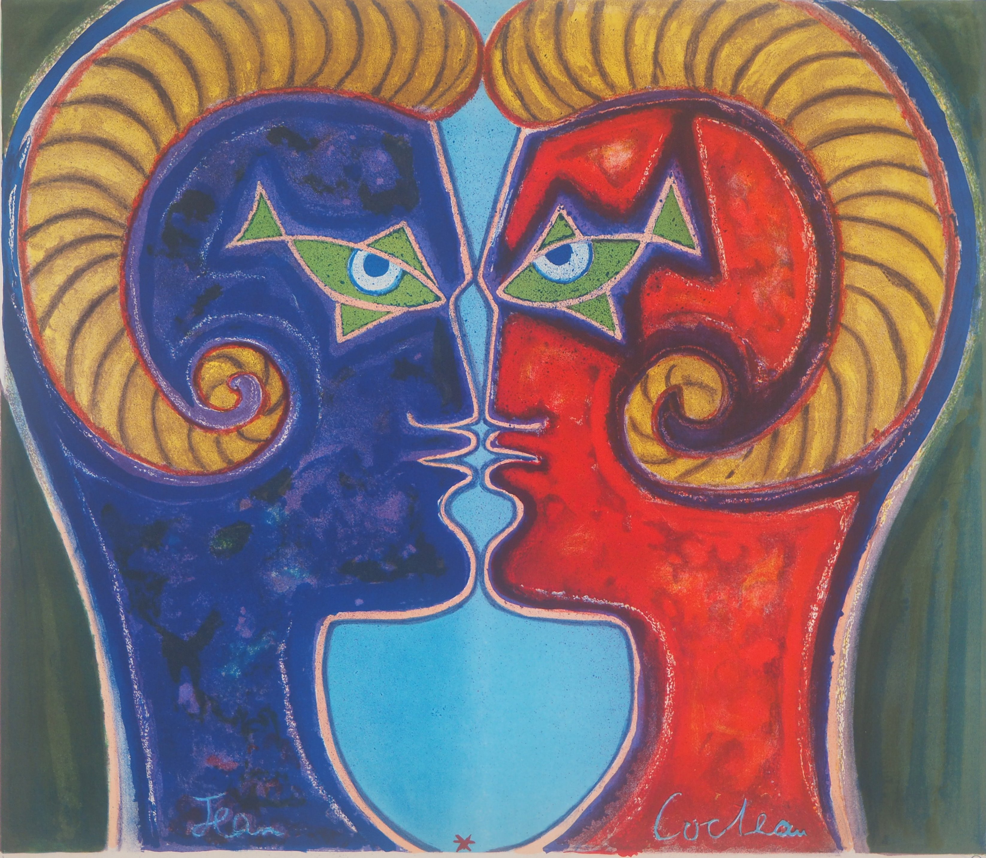 Jean COCTEAU - Doux baiser - Lithographie originale signée | Barnebys