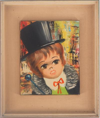 Nino GIUFFRIDA - Garçon et chapeau haut de forme - Huile sur toile ...