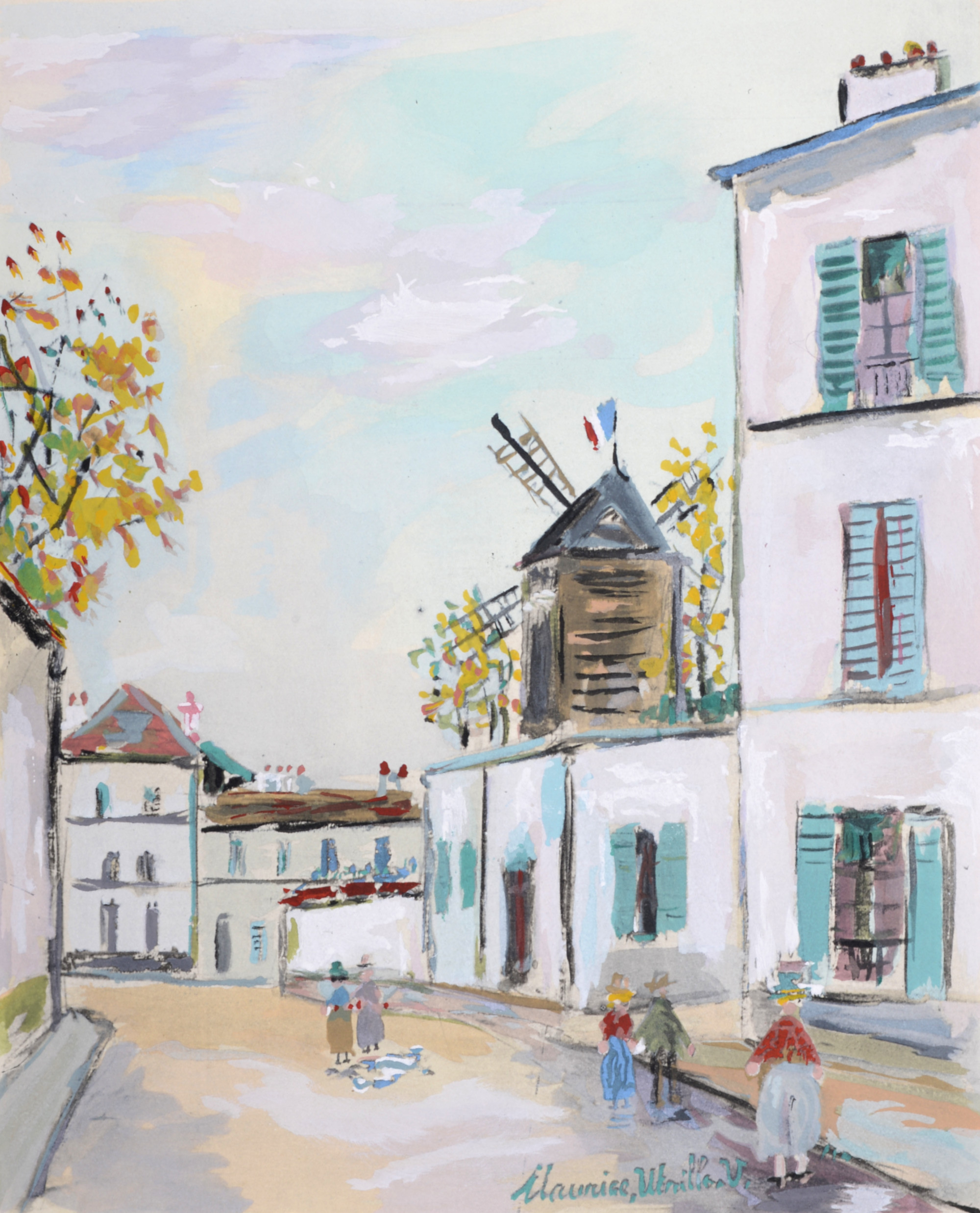 Maurice UTRILLO - La petite rue de Montmartre, 1950 - Pochoir (procédé ...