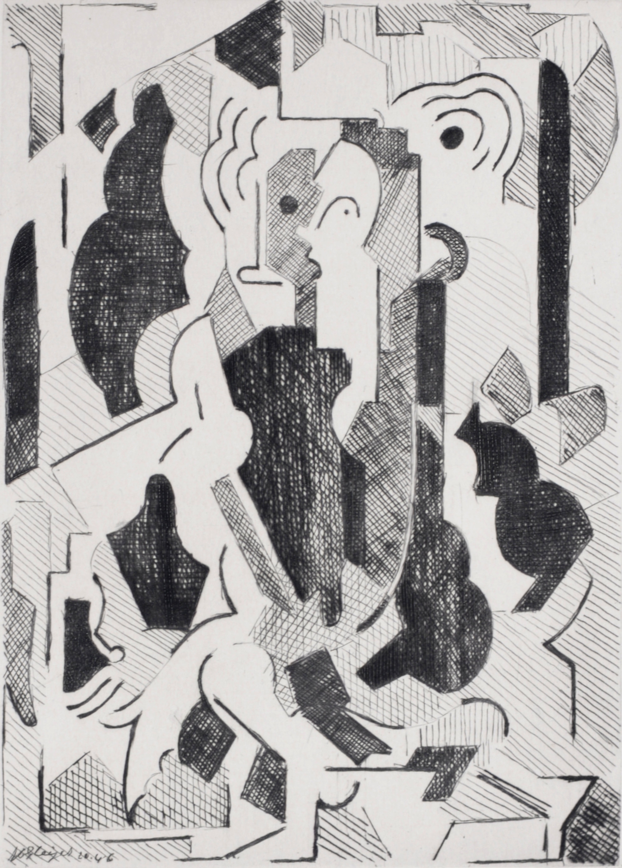 Albert GLEIZES - Composición, 1947 - Grabado original (Punta Seca ...
