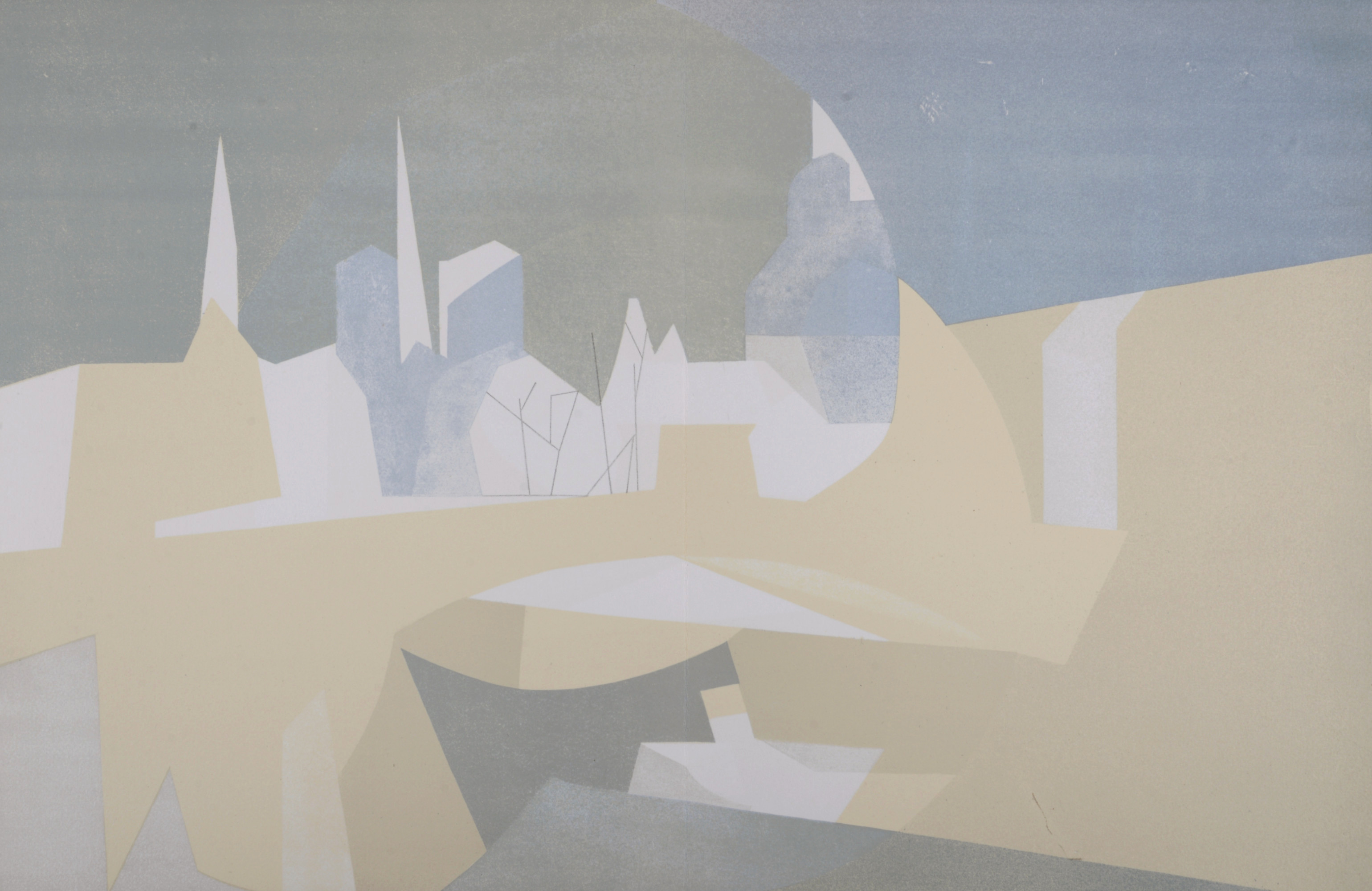 André BEAUDIN - Ville et paquebot, 1962 - Lithograph - Post War ...