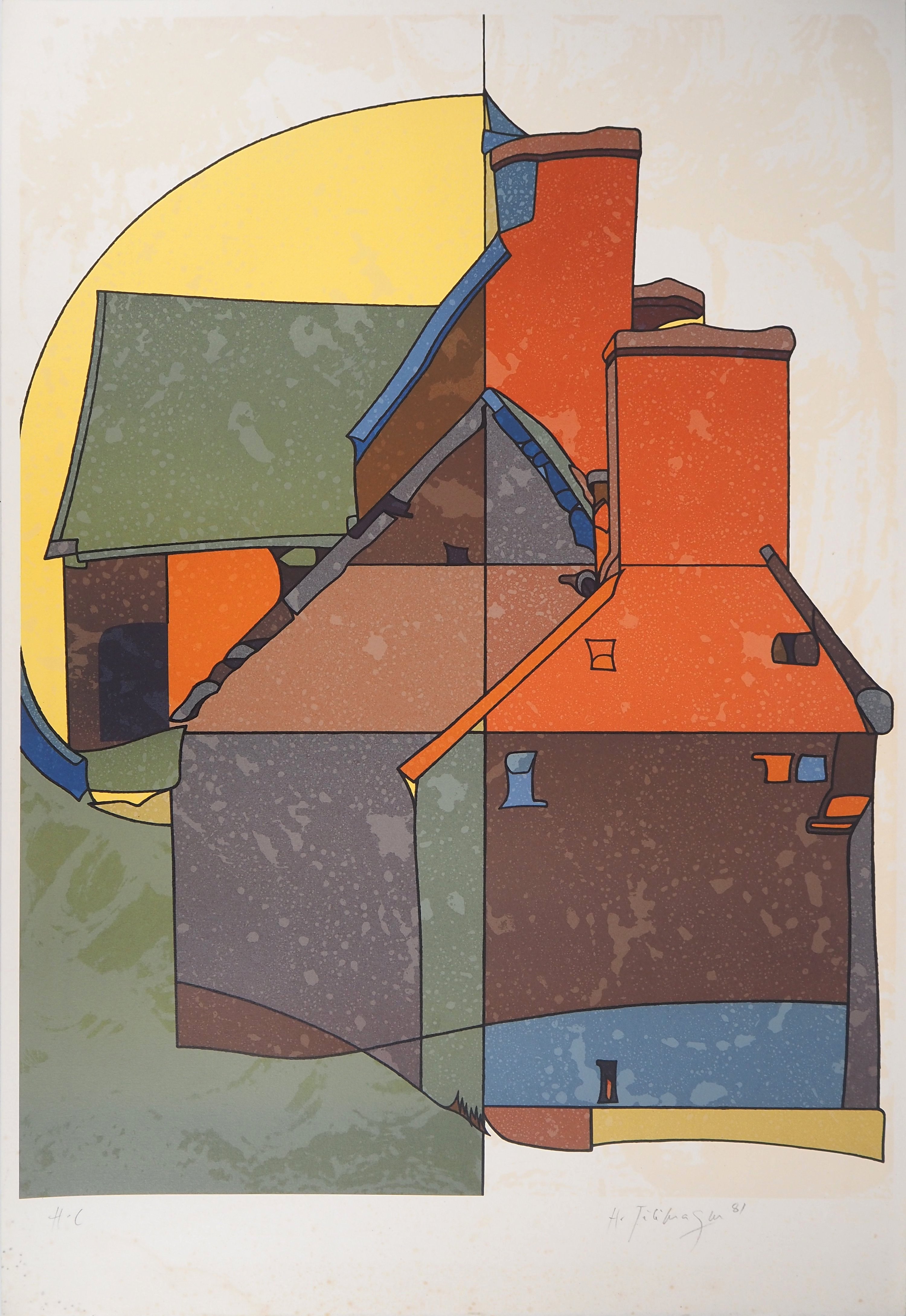 Hervé Télémaque - Surrealistische Stadt, 1981 - Signierte ...