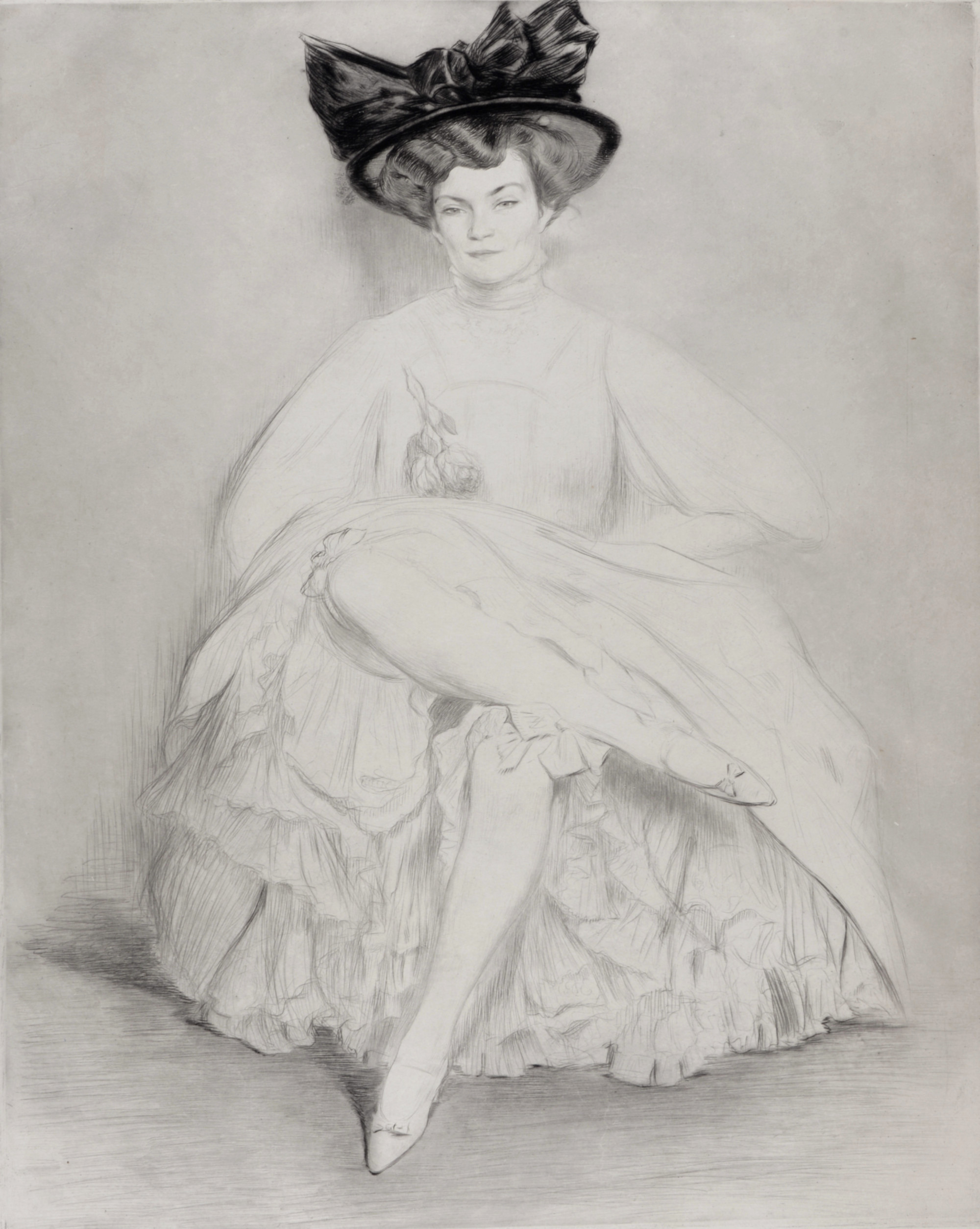 Edgar CHAHINE - Lily Arena Assise, 1904 - Gravure originale (Pointe sèche) - Art Moderne - Plazzart