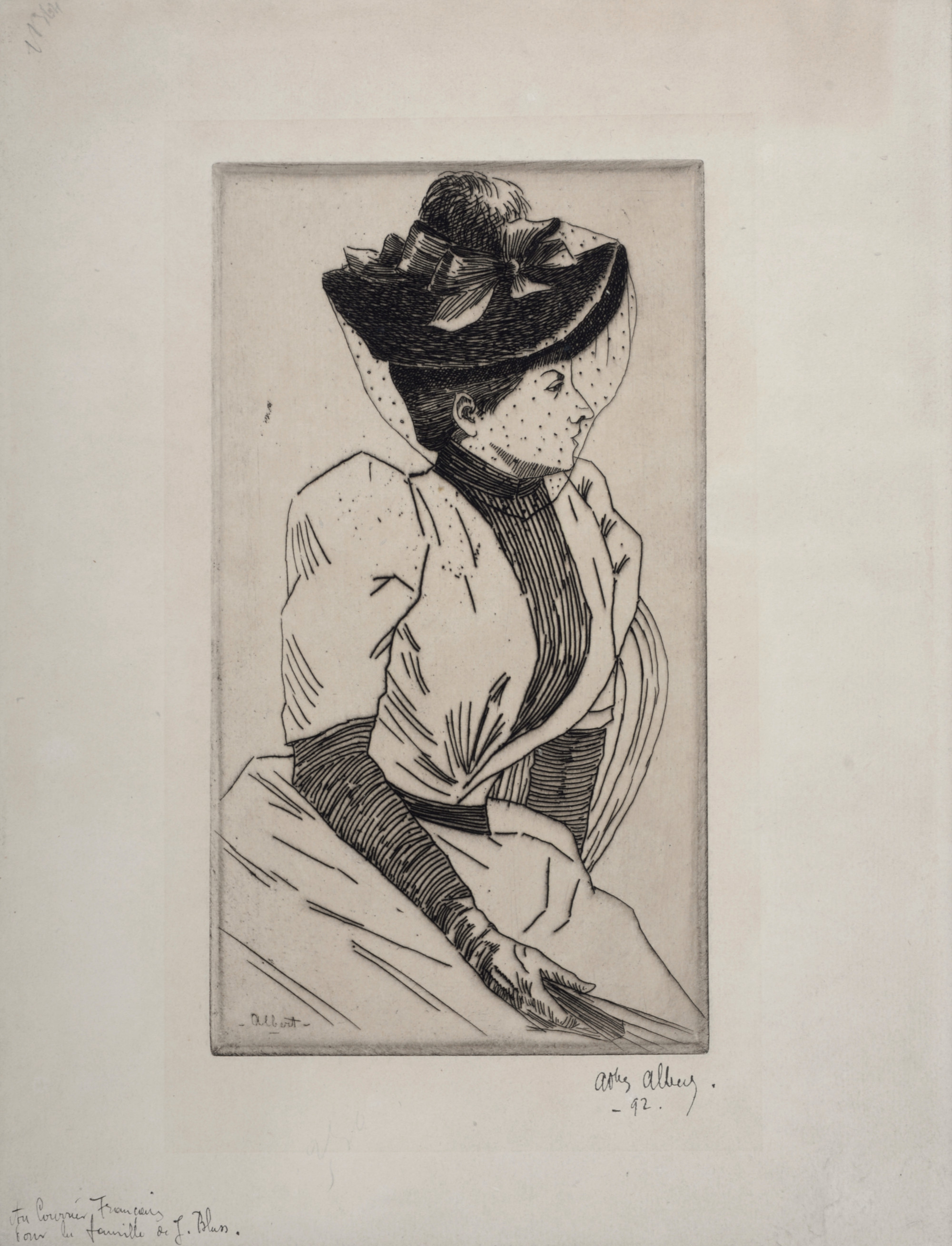 Adolphe ALBERT - Elégante de profil, 1892 - Gravure originale - Art ...