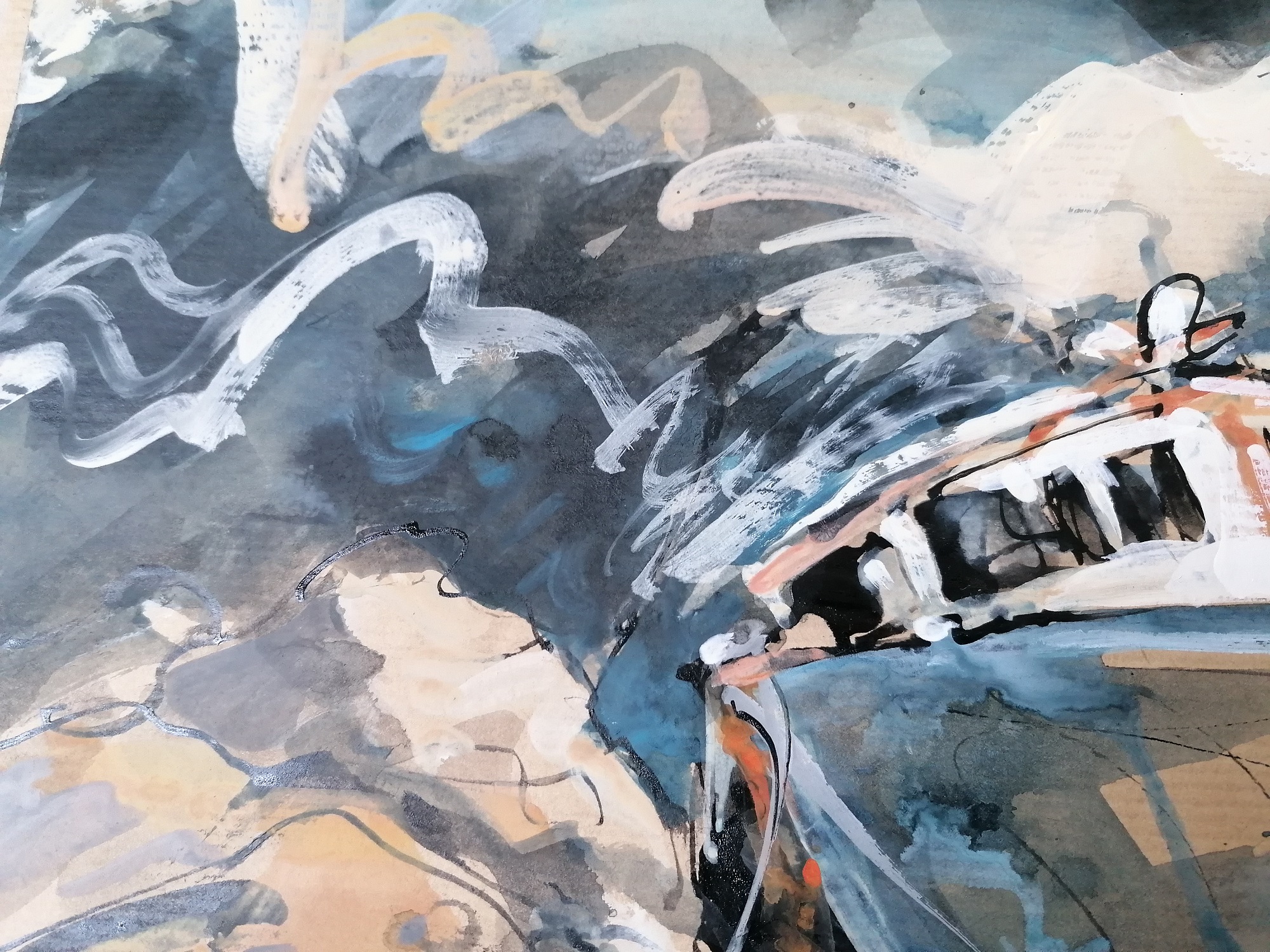 Antoine Faure (1975) - Trawler en reposo, 2021 - Gouache y otra vez sobre papel - Arte ...