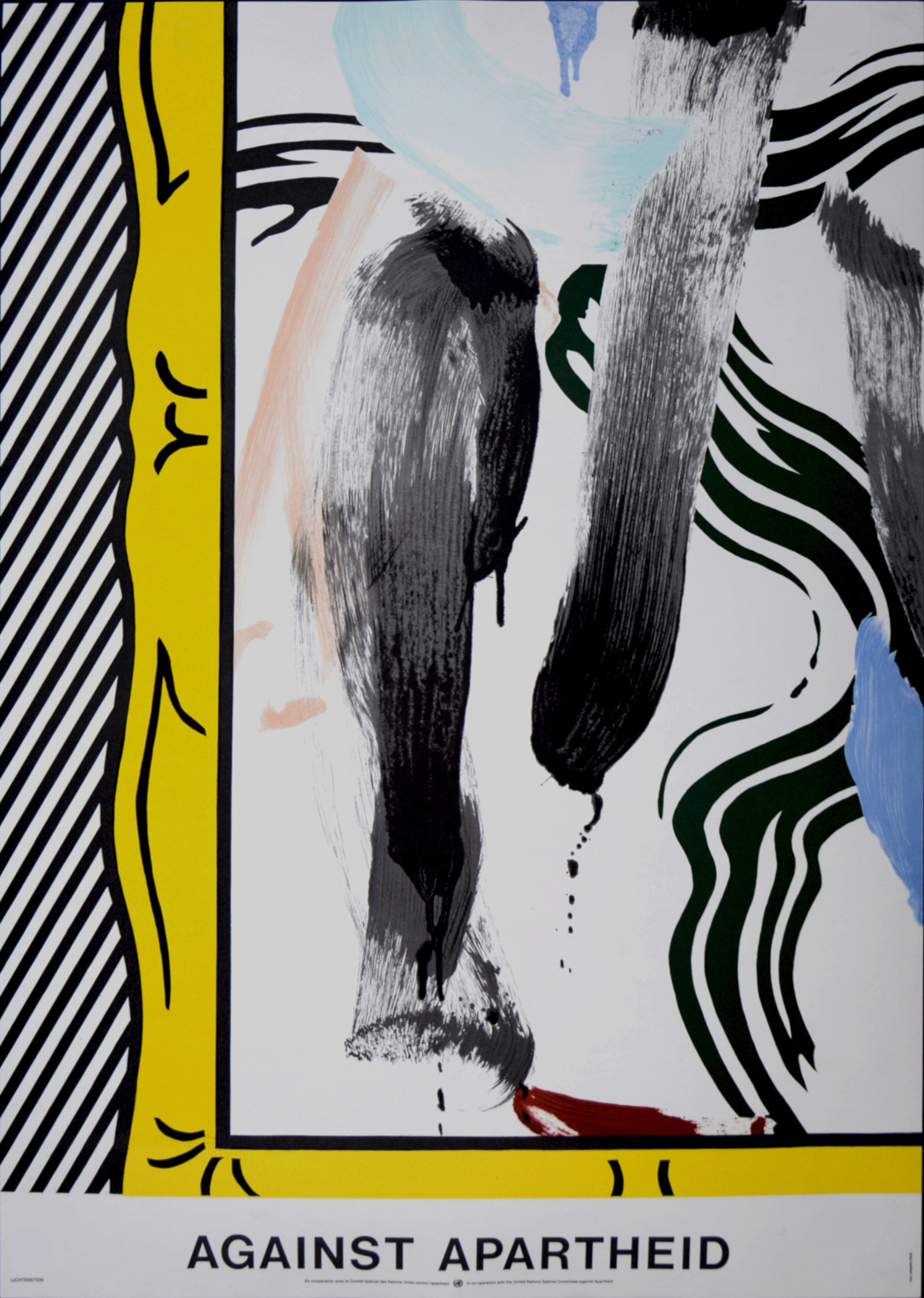 Roy LICHTENSTEIN - Contre l'Apartheid, 1983 - Grande Lithographie Offset (Première impression ...