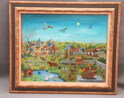 GEORGES SPIRO (1909-1994). A la campagne. Huile - Art Moderne - Plazzart