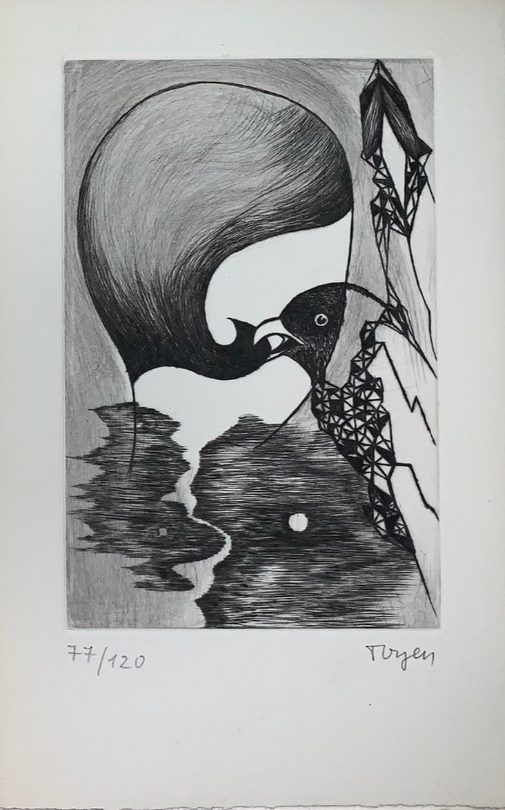 TOYEN - Sur la route de San Romano (1966) - Pointe sèche signée et ...