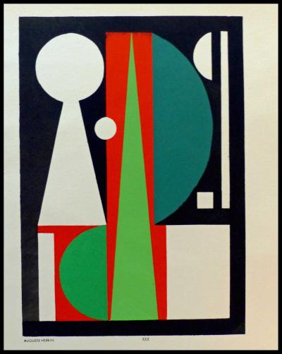 Auguste HERBIN - Composition, 1952 - pochoir - Art contemporain - Plazzart