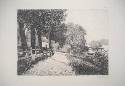 Alfred SISLEY - Paysage bord de Seine, 1873 - Gravure, signée - Art Moderne - Plazzart