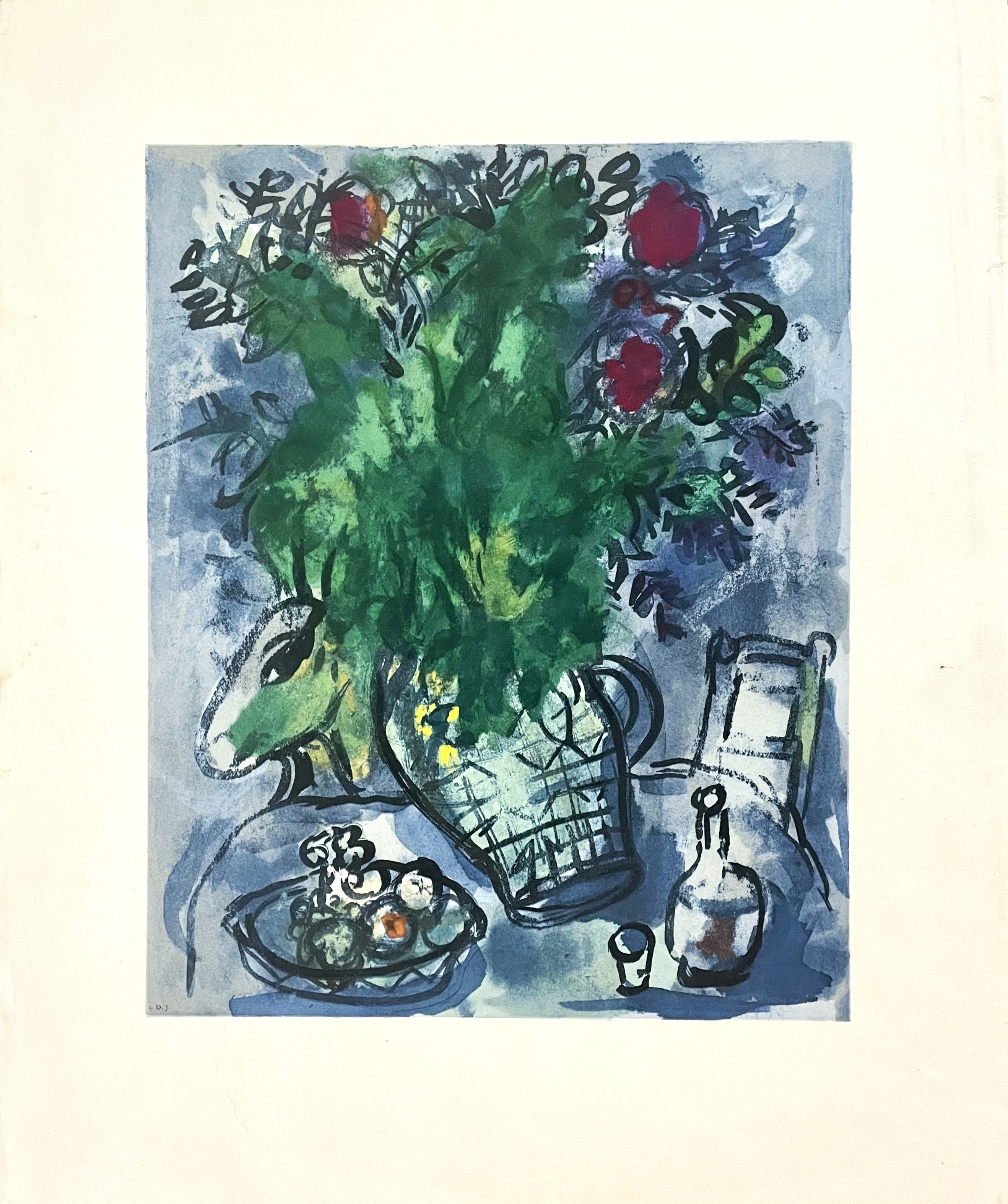 Marc Chagall - Bouquet Fleuri sur Table - lithographie - Art Moderne ...