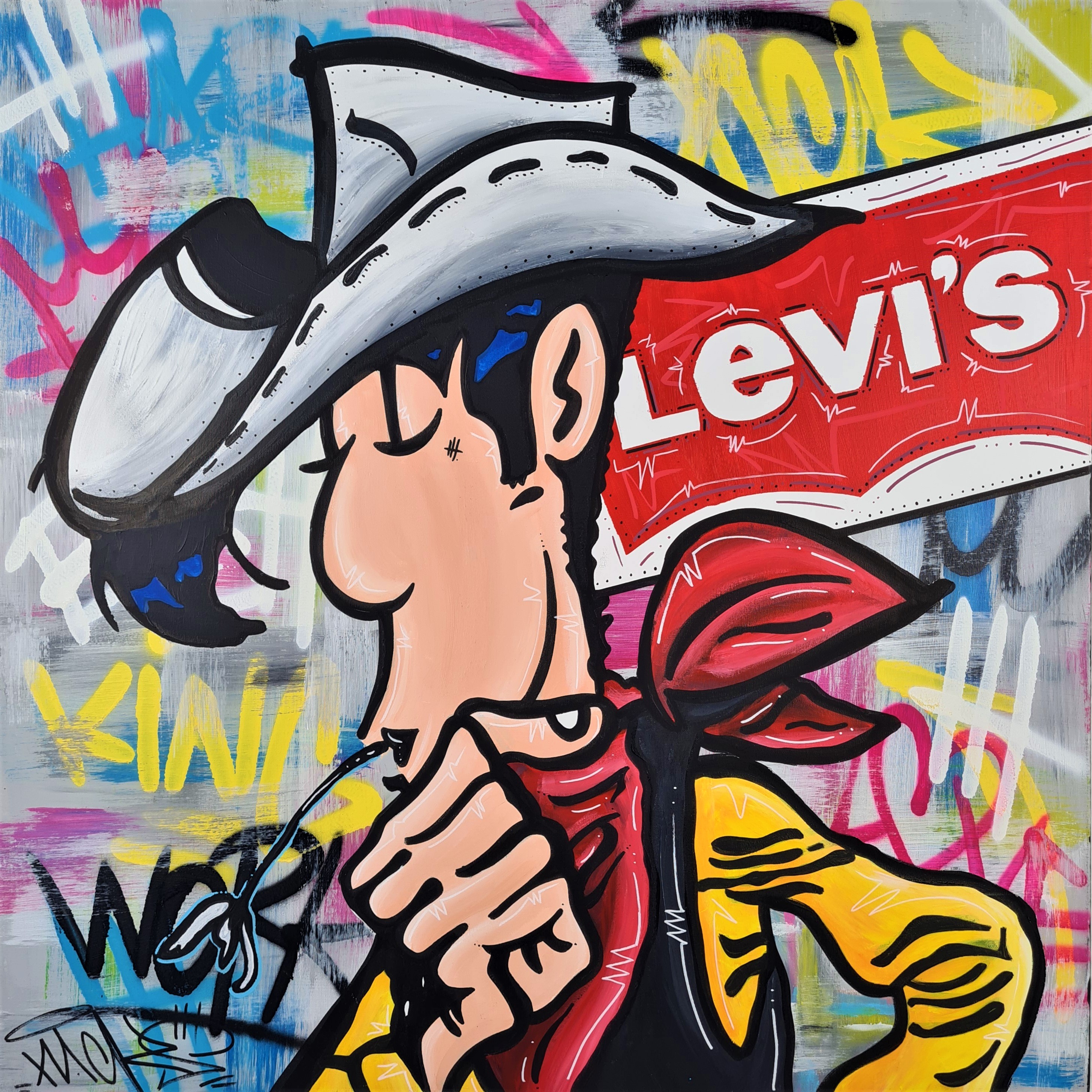 Nacks - Lucky Luke in the Street, 2021 - Acrylique sur toile - Street ...