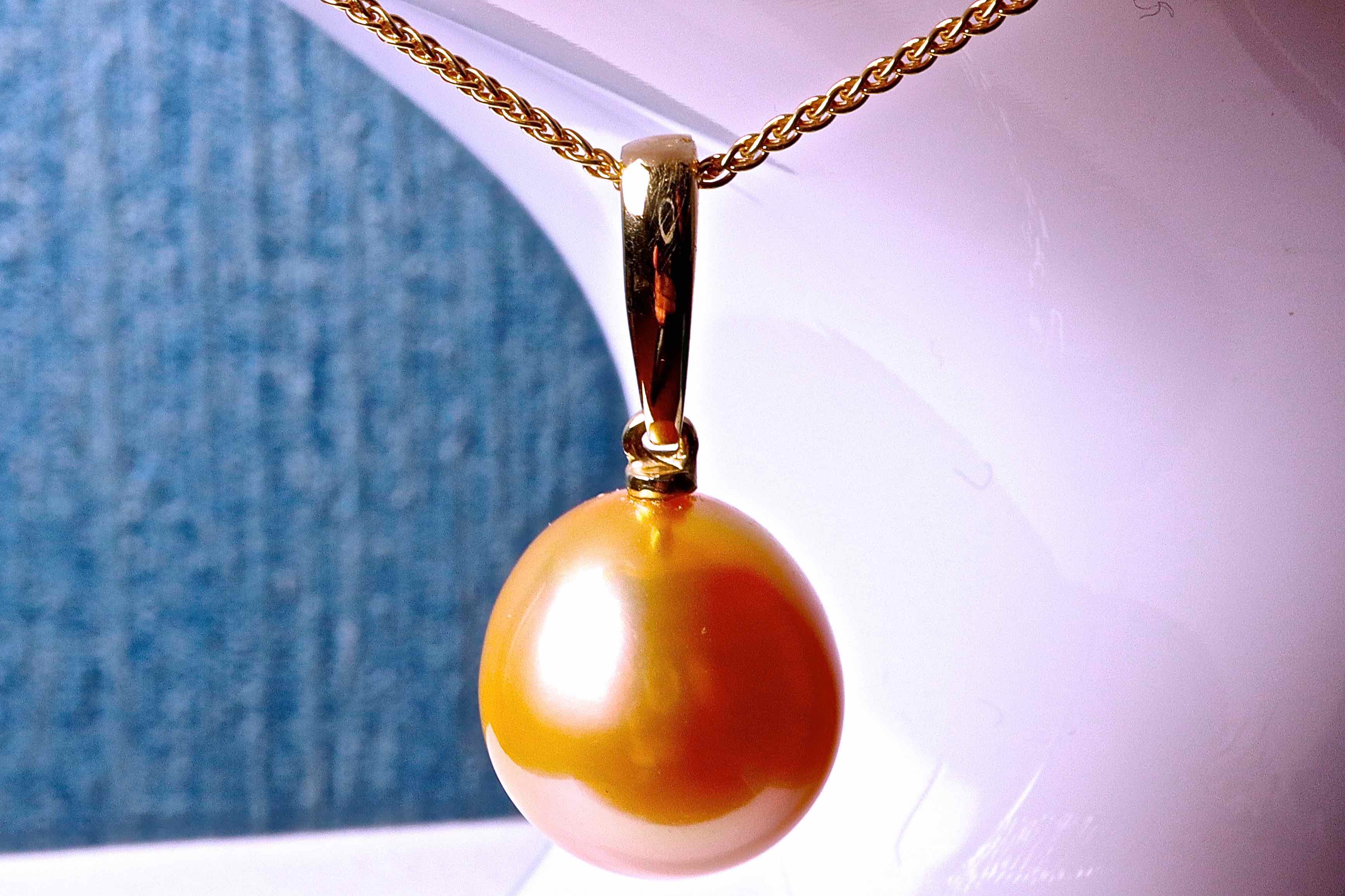 Grosse perle dorée en goute symétrique AAA naturelle de 12/13mm ...