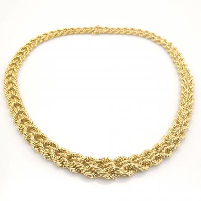 Collier maille corde double rang en chute en or jaune 18 carats ...