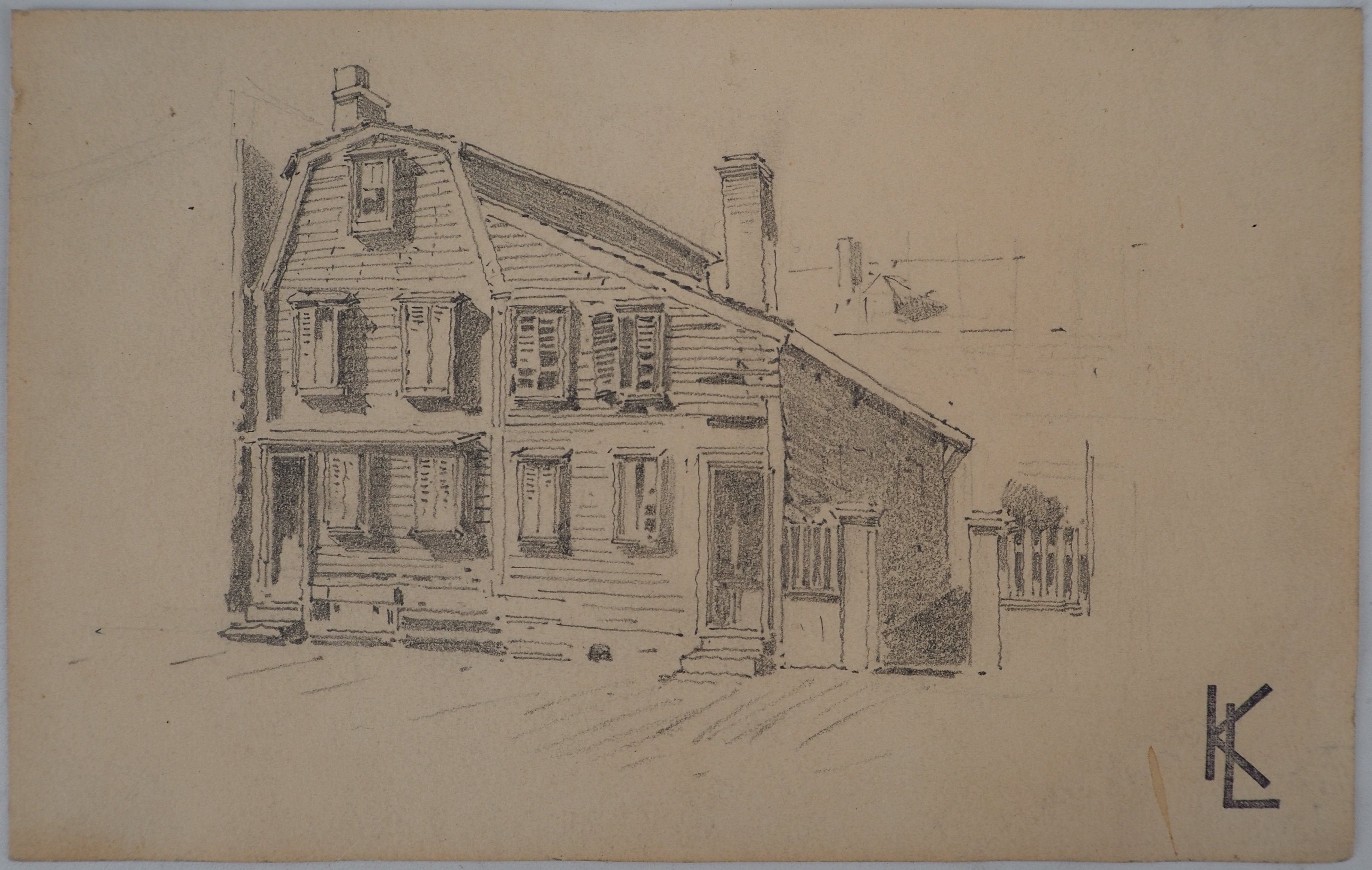 Léopold Franz KOWALSKI: Une maison de ville, dessin original - Art ...