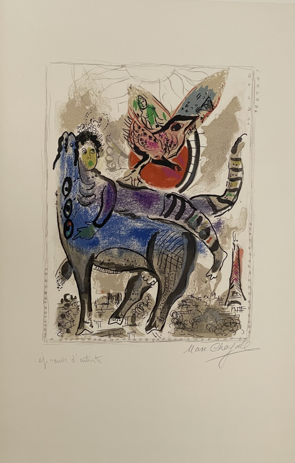 Marc CHAGALL - La vaca azul (1967) - Litografía original, firmada EA al ...