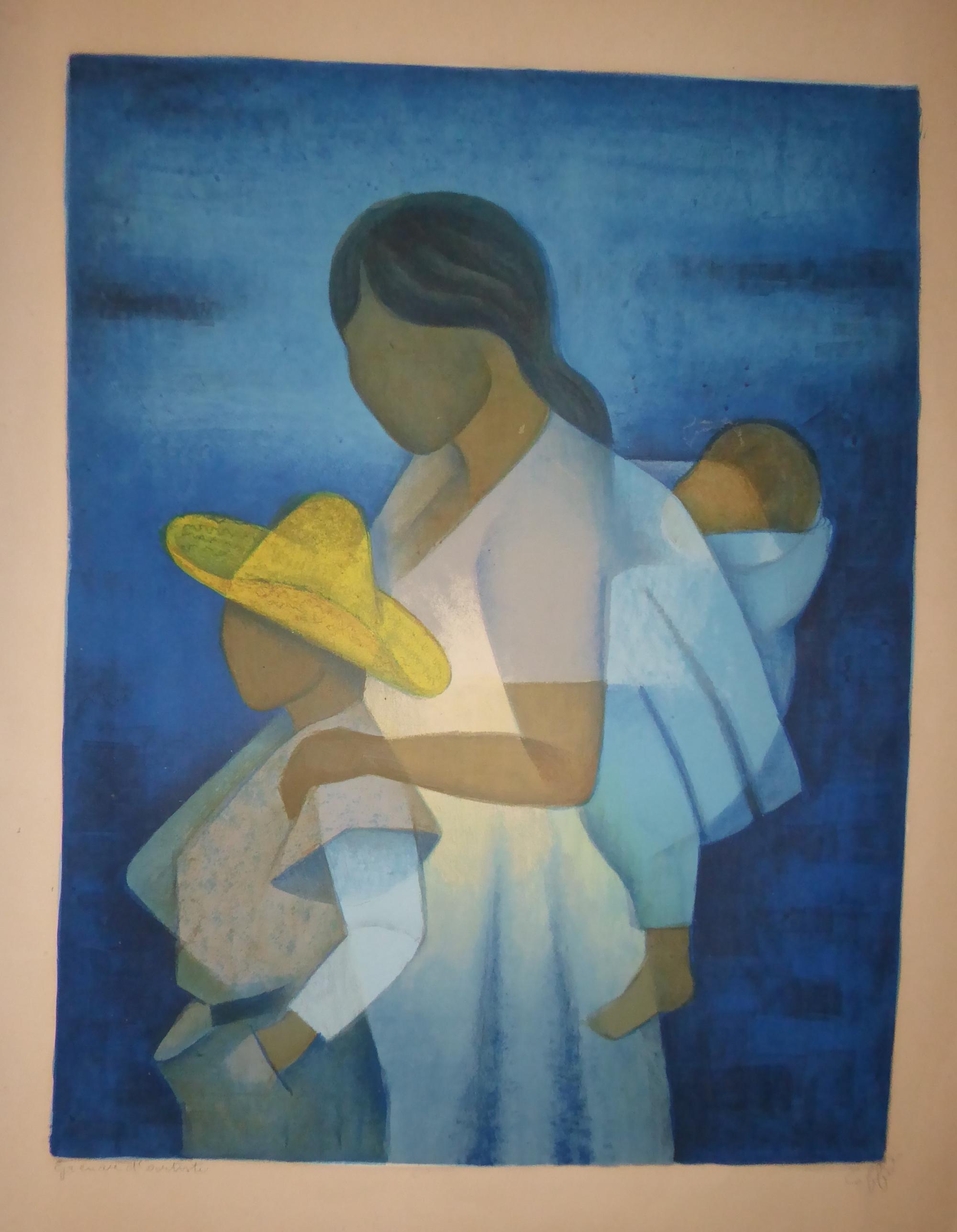 Louis TOFFOLI - "Maternité", ca 1970, Lithographie - Art Moderne - Plazzart