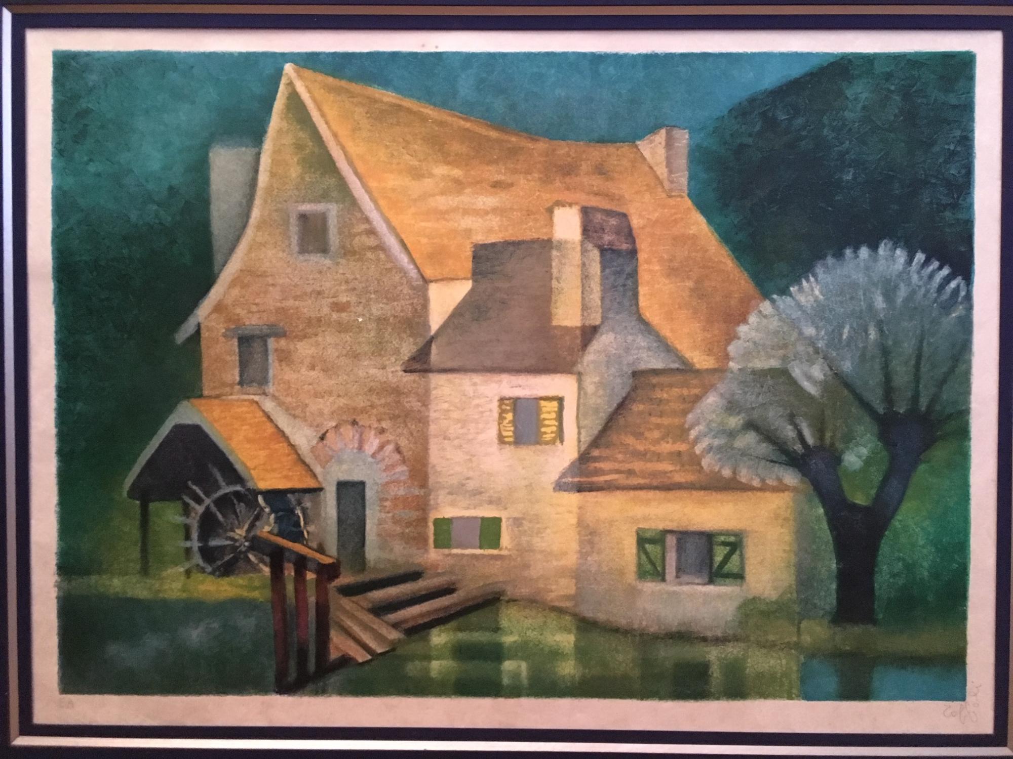 Louis Toffoli "Le moulin, signée" Lithographie - Art Moderne - Plazzart