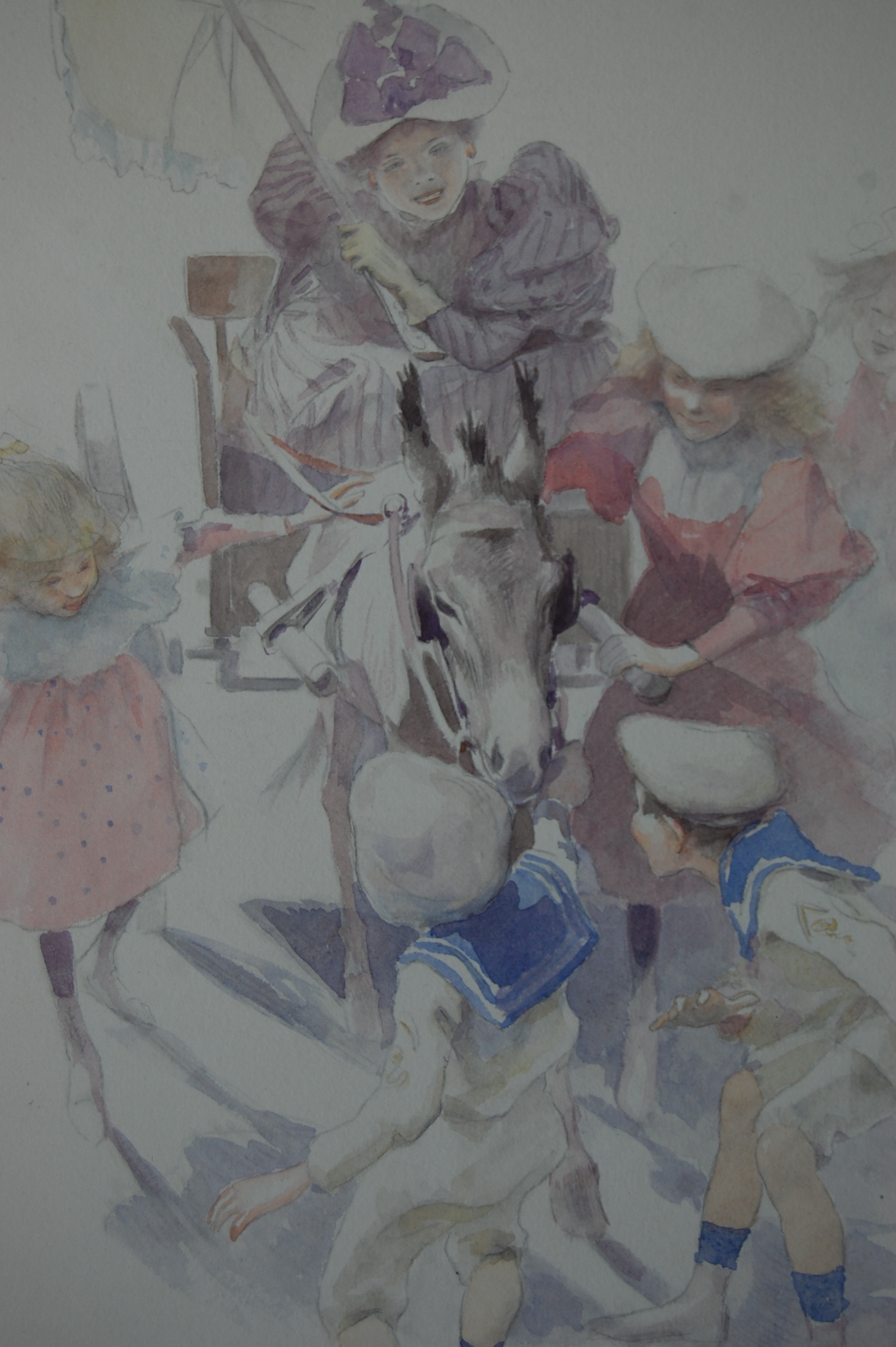 Georges PICARD - La fête de l'âne - Aquarelle signée - Klassische Kunst ...