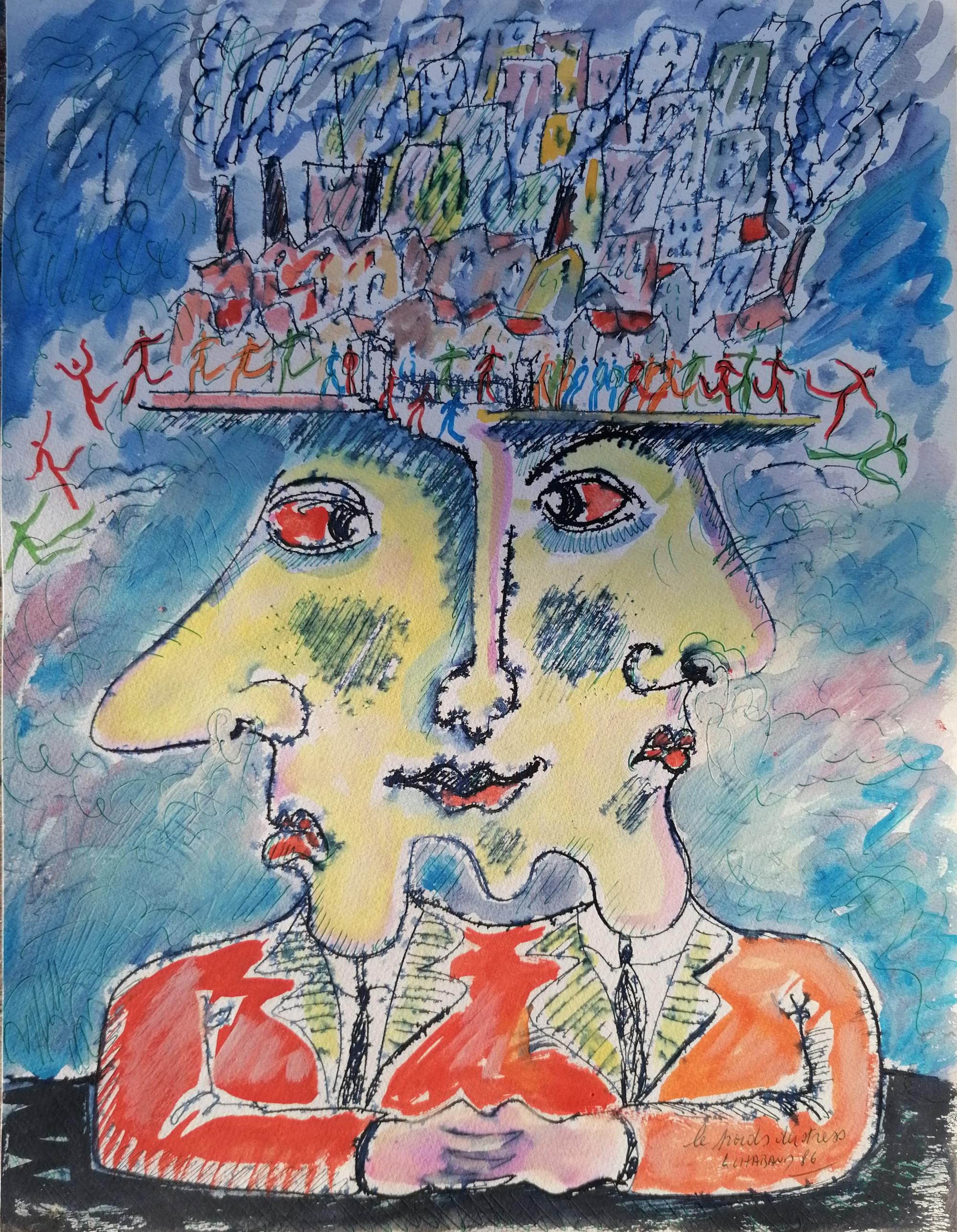 Louis CHABAUD - El peso del estrés, 1986 - Dibujo - Arte contemporáneo ...