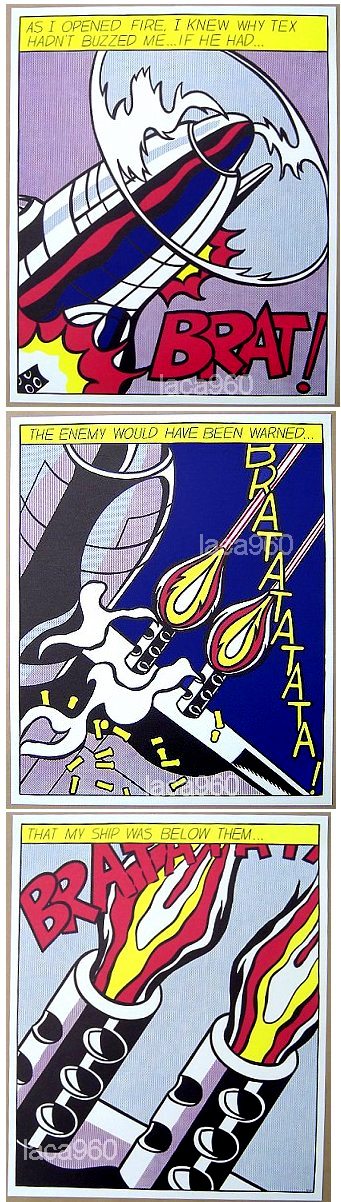 Roy LICHTENSTEIN (después) - Tríptico "Cuando abrí fuego", 1964, 3 litografías offset - Arte ...